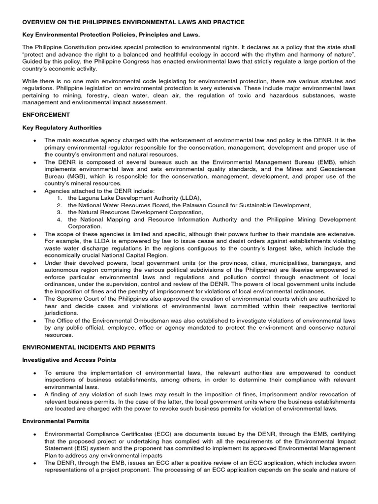 Philippines Environmental Laws | PDF | Waste Management | Waste