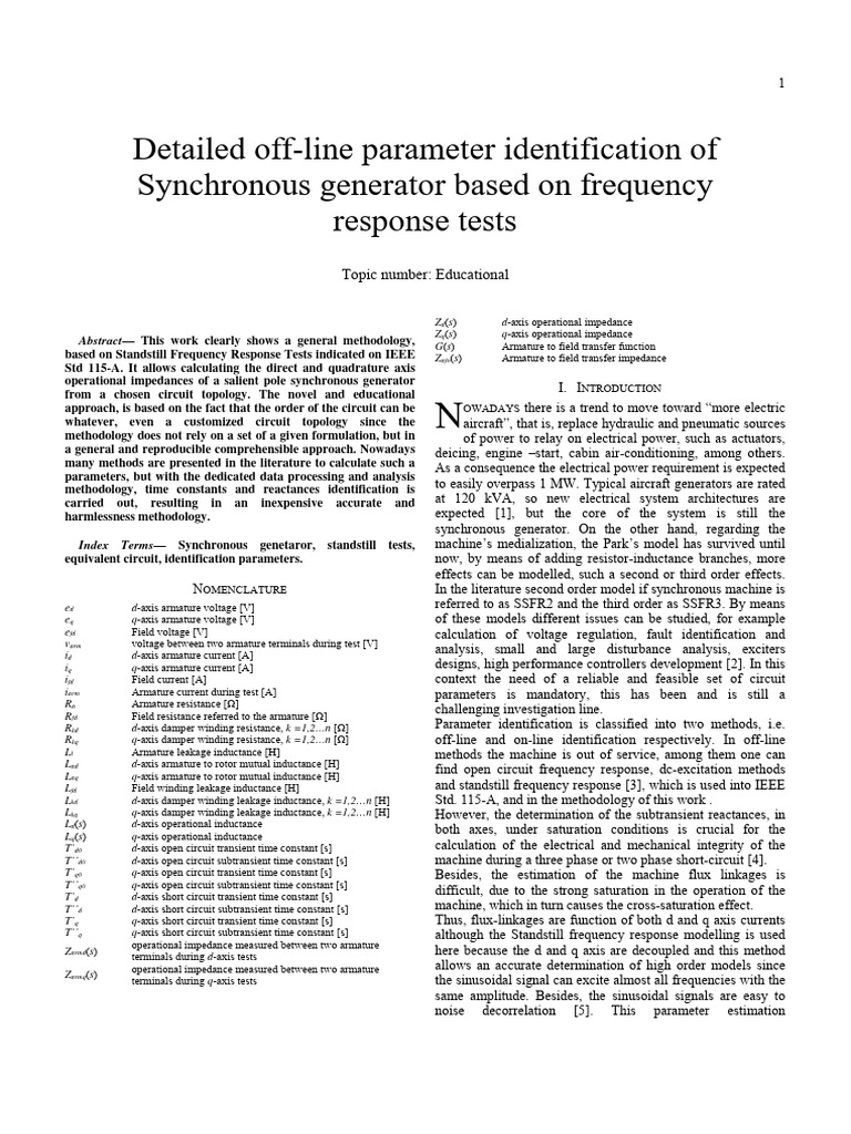 Detailed Off-Line Parameter Identification of Synchronous Generator Based On Frequency Response ...