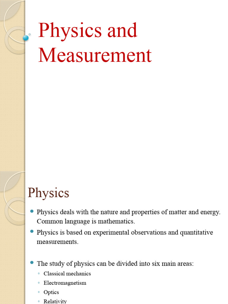 Physics and Measurements | PDF | Mole (Unit) | International System Of ...