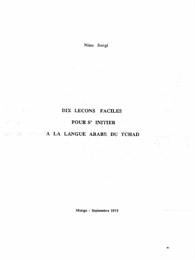 Langue Arabe Du Tchad Dix Lecons Faciles | PDF