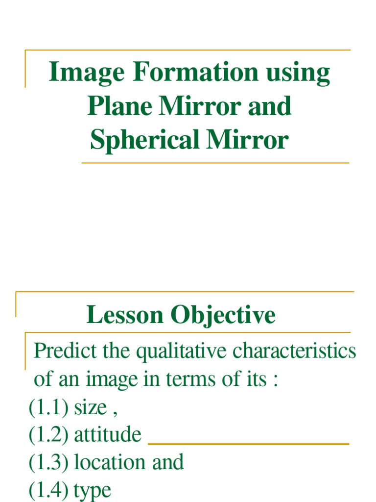 Lesson Material Image Formation by Plane and Spherical Mirrors | PDF | Mirror | Optics