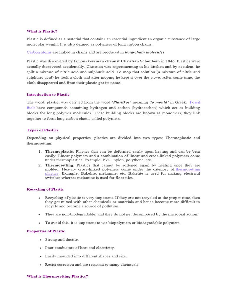 Plastics | PDF | Plastic | Polymers