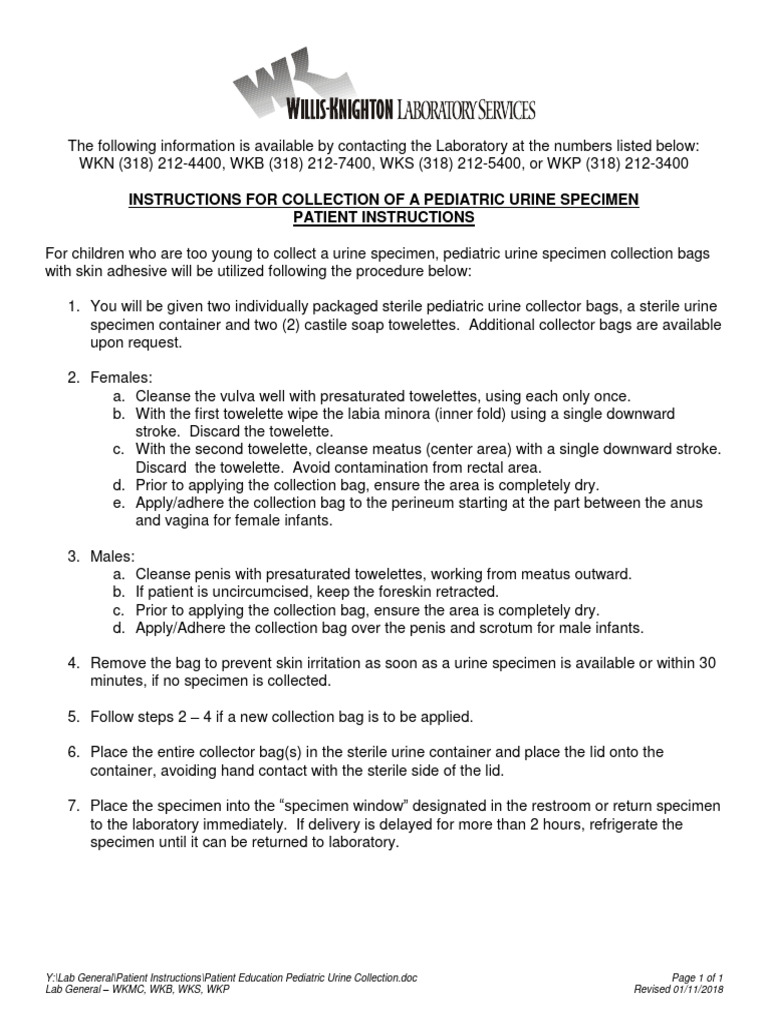 Collection of A Pediatric Urine Specimen | PDF | Mammal Reproductive ...