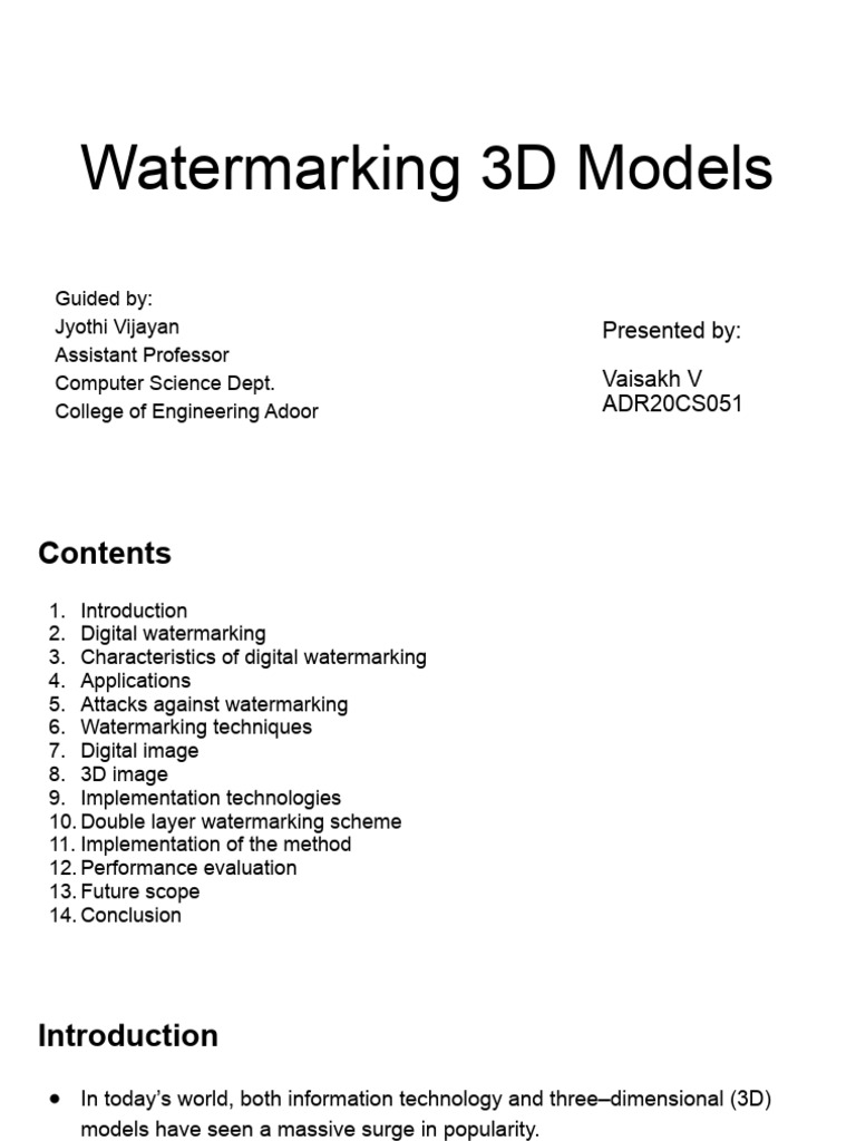 Watermarking 3D Models | PDF | Encryption | Computing