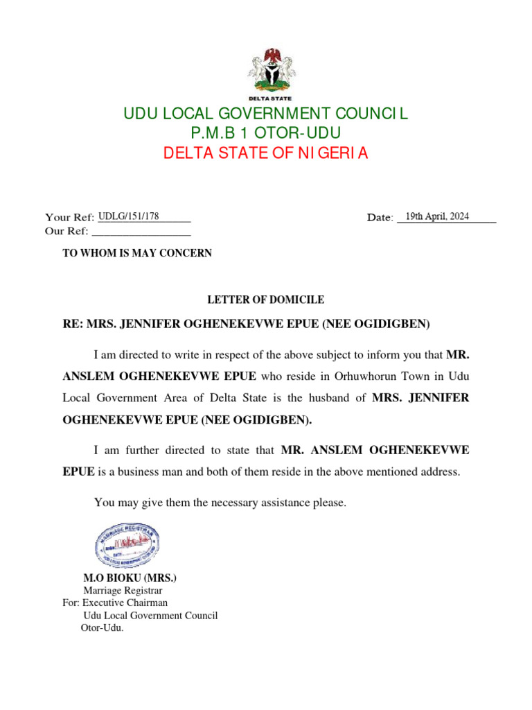 Letter of Domicile-Jennifer | PDF