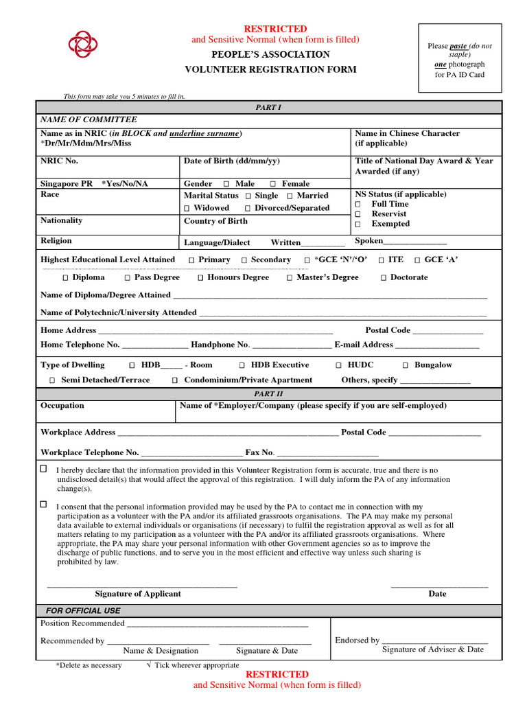 Volunteer Registration Form | PDF