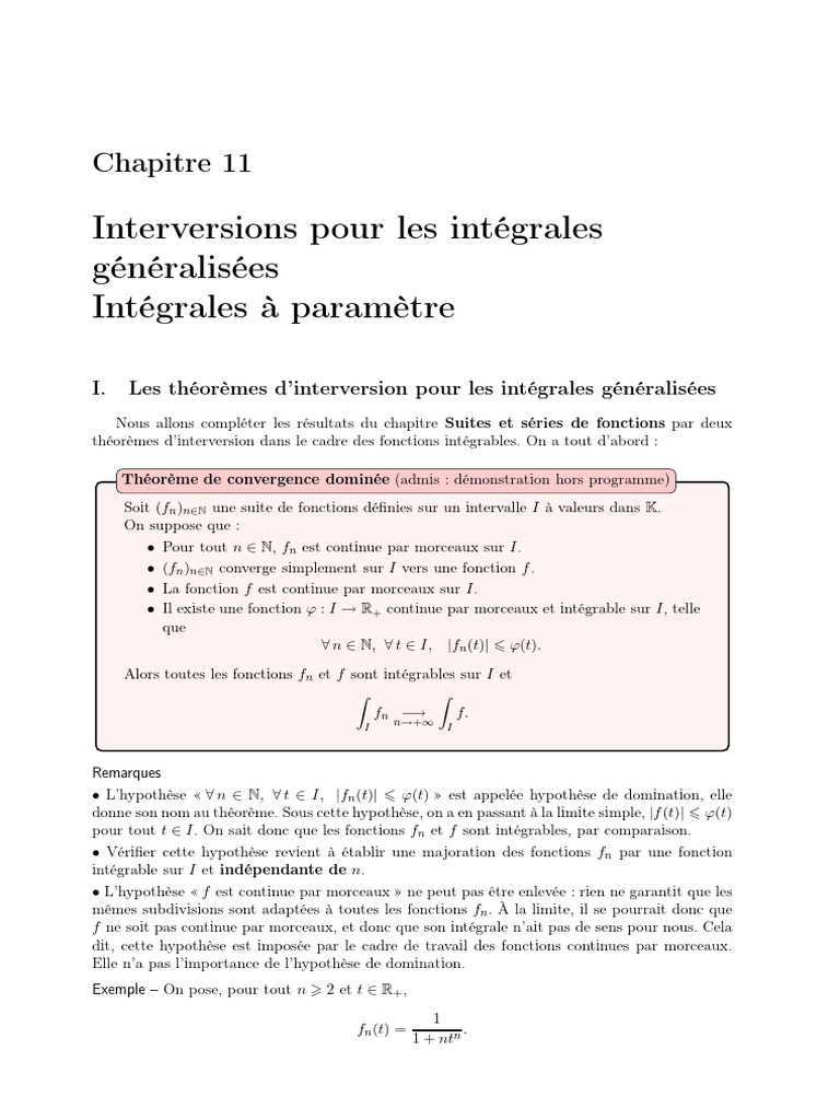 Interversions pour intégrales généralisées | PDF | Limite ...