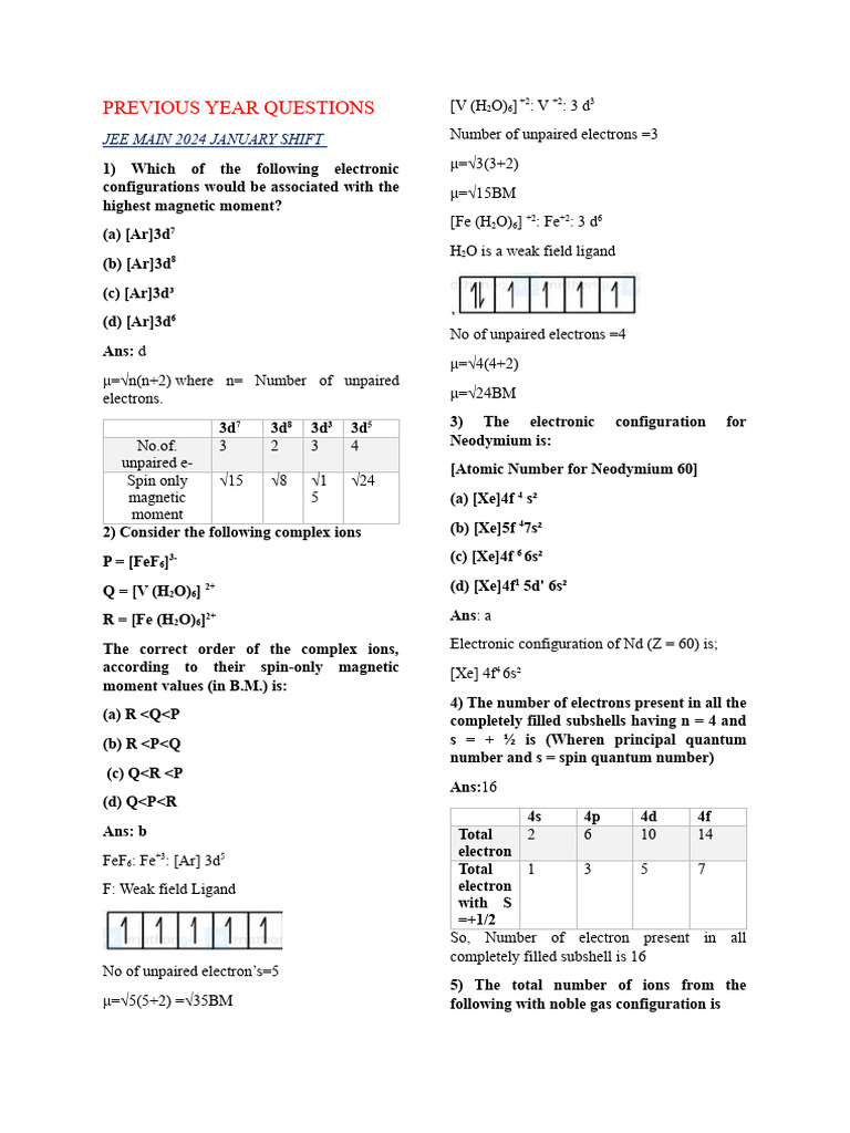 Structure of Atom - PYQ - JEE Mains | PDF | Emission Spectrum | Atomic Orbital