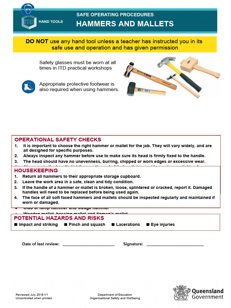 Hammer Safety Guidelines and Precautions | PDF | Hammer | Tools