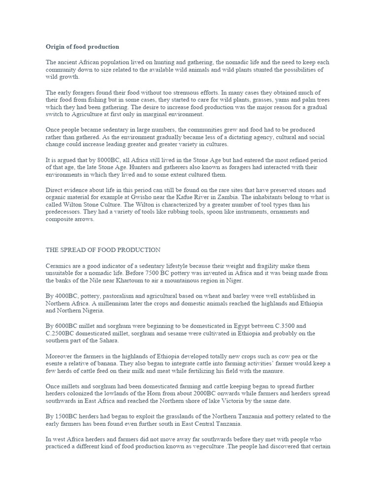 Evolution of Food Production in Africa | PDF | Agriculture | Domestication