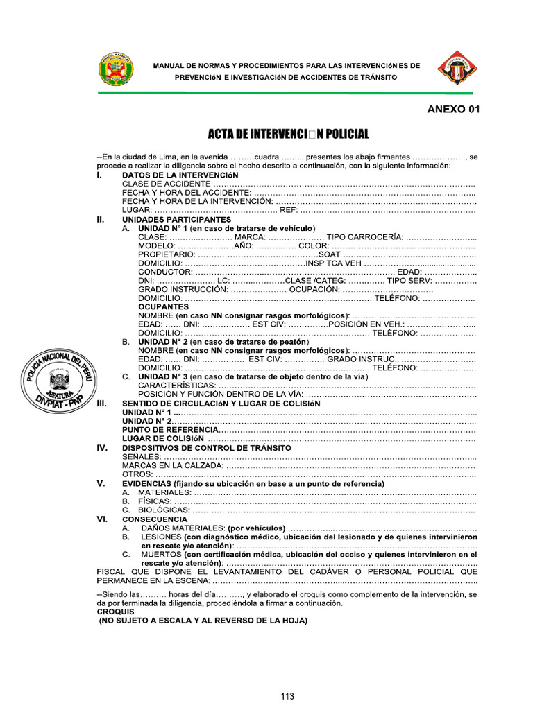 Formato Acc. Tránsito | PDF