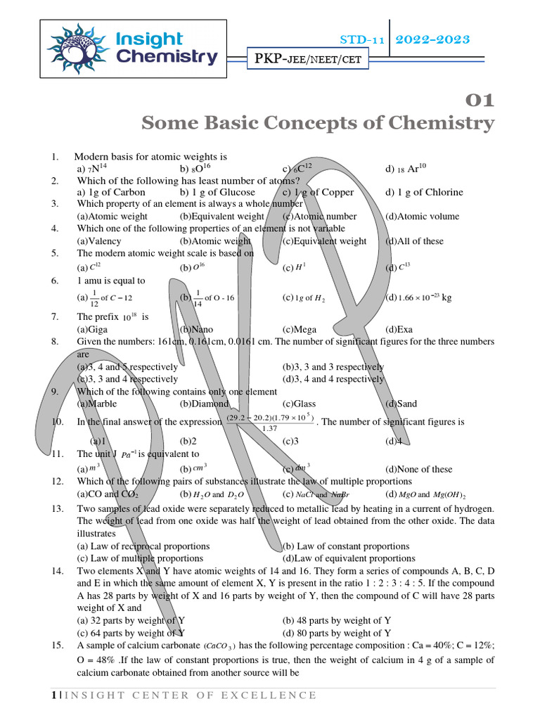 Some Basic Conceptes of Chemistry | PDF | Concentration | Mole (Unit)