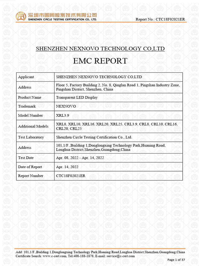 XRL EMC report | PDF | Electromagnetic Compatibility | Antenna (Radio)