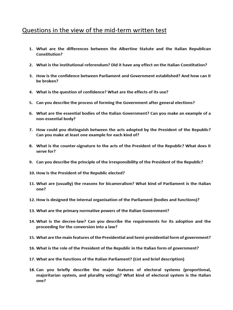Questions in The View of The Midterm Written Test-1 | PDF