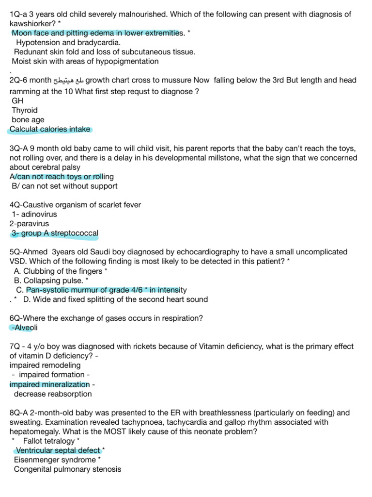 MCQ - Pediatric | PDF | Attention Deficit Hyperactivity Disorder ...