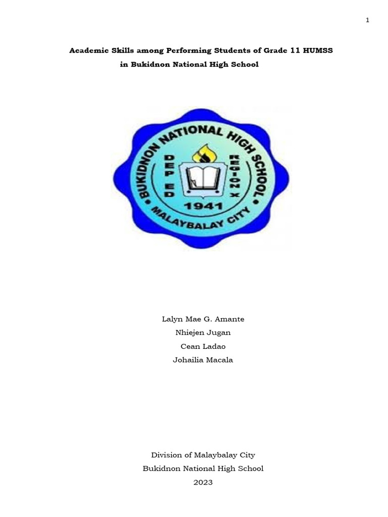 Academic Skills of Grade 11 HUMSS Students | PDF | Learning | Learning ...