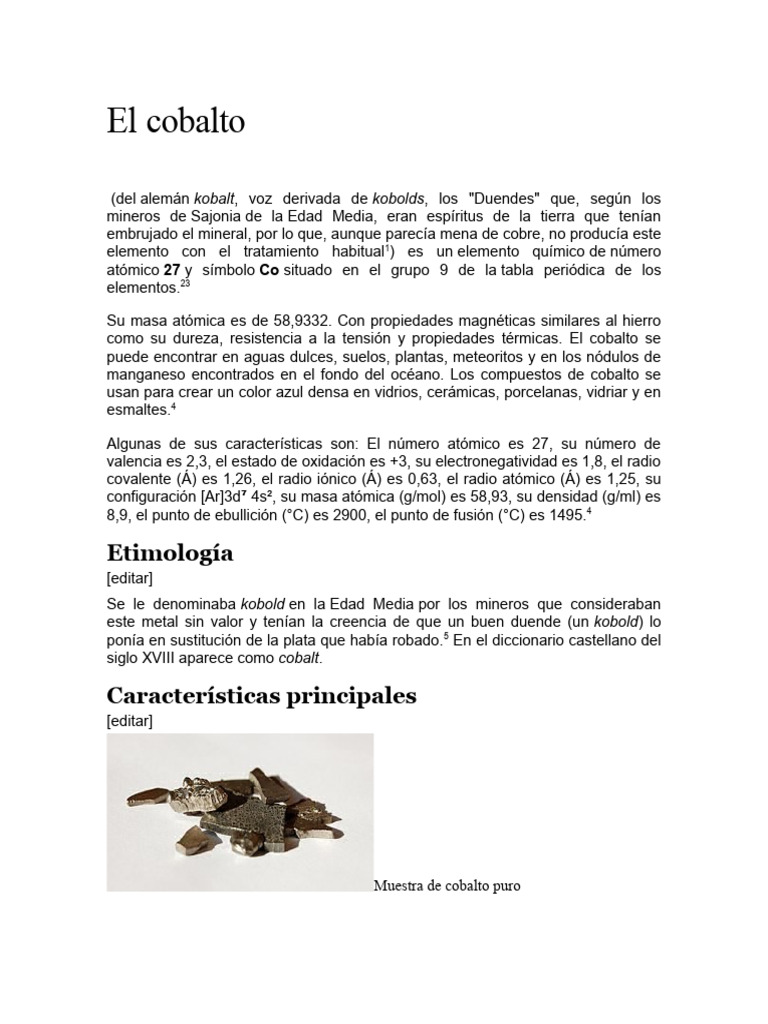 Cobalto | PDF | Cobalto | Ciencia de los Materiales