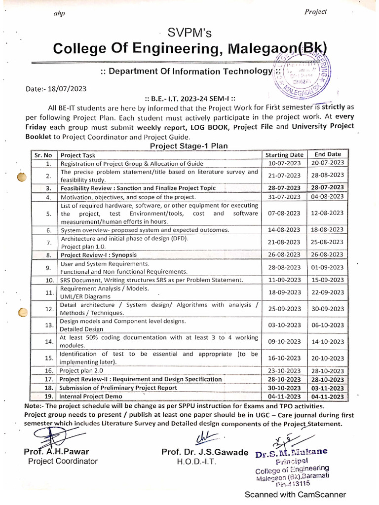Project Time Table | PDF