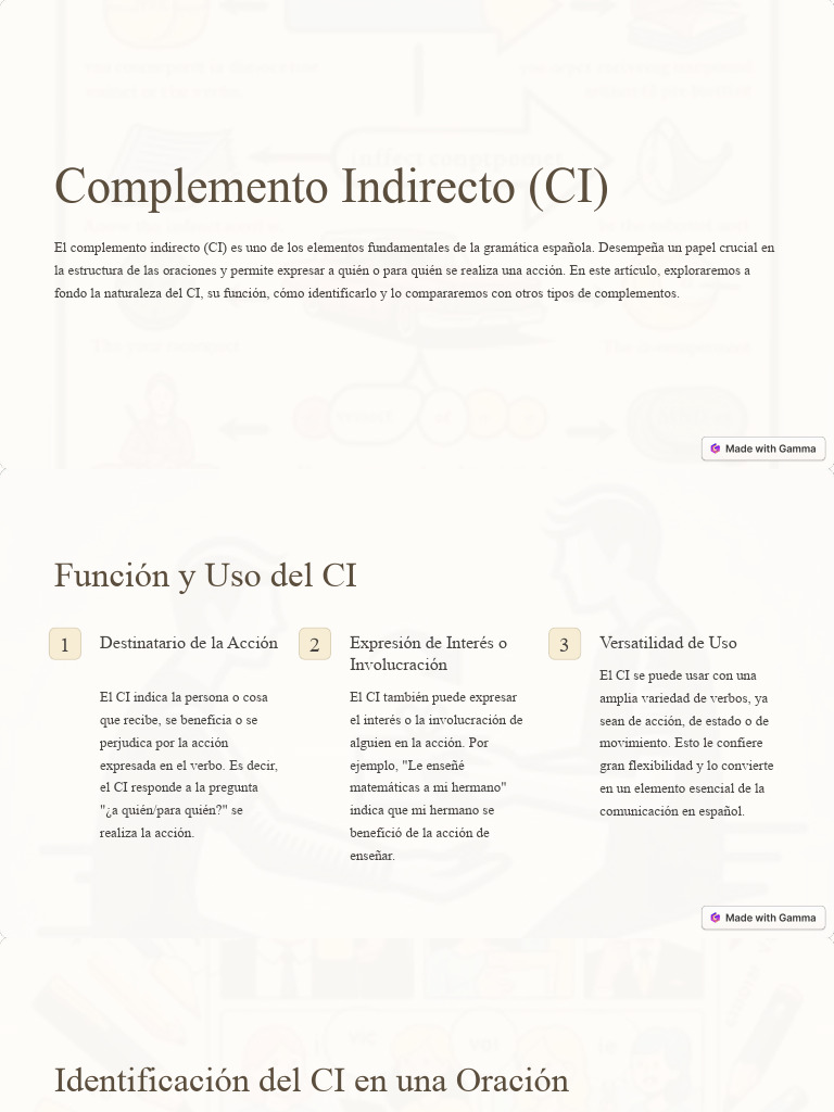 Complemento Indirecto CI | PDF | Objeto (gramática) | Oración (Lingüística)
