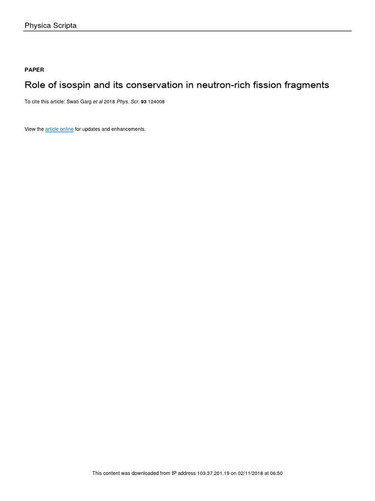 Isospin Conservation in Neutron-Rich Fission | PDF | Atomic Nucleus ...