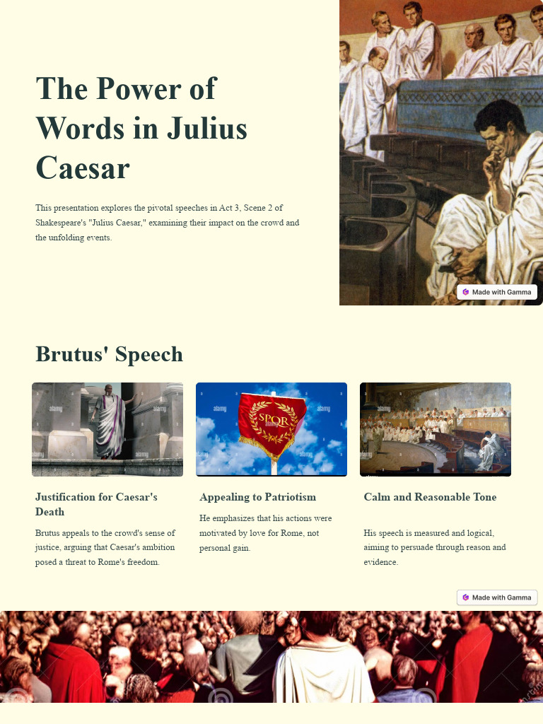 Power of Speeches in Julius Caesar | PDF | Julius Caesar | Mark Antony