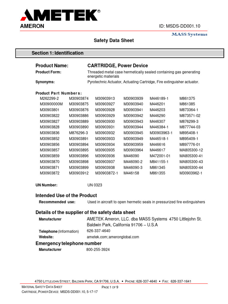 MSDS Cartridges | PDF | Safety | Working Conditions