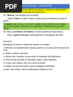 Aposto - o Que É, Tipos, Exemplos e Exercícios | PDF