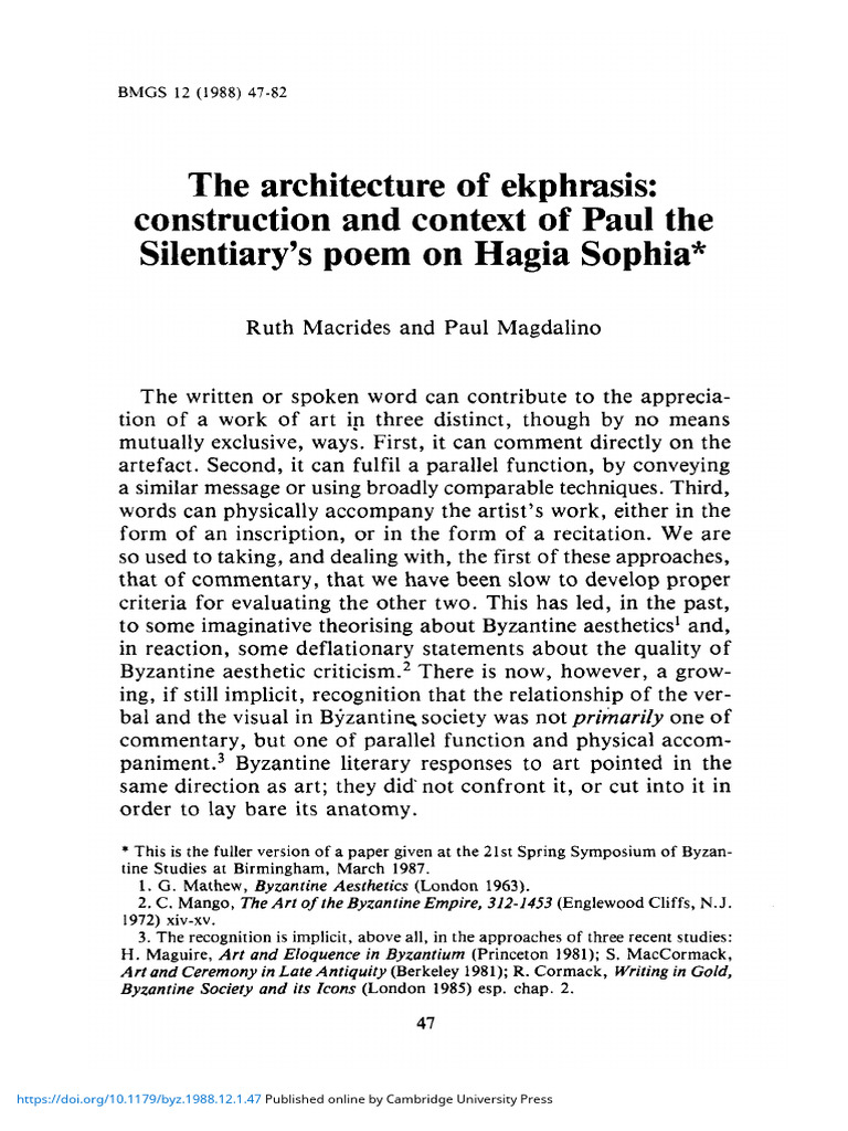 The Architecture of Ekphrasis Construction and Context of Paul The ...