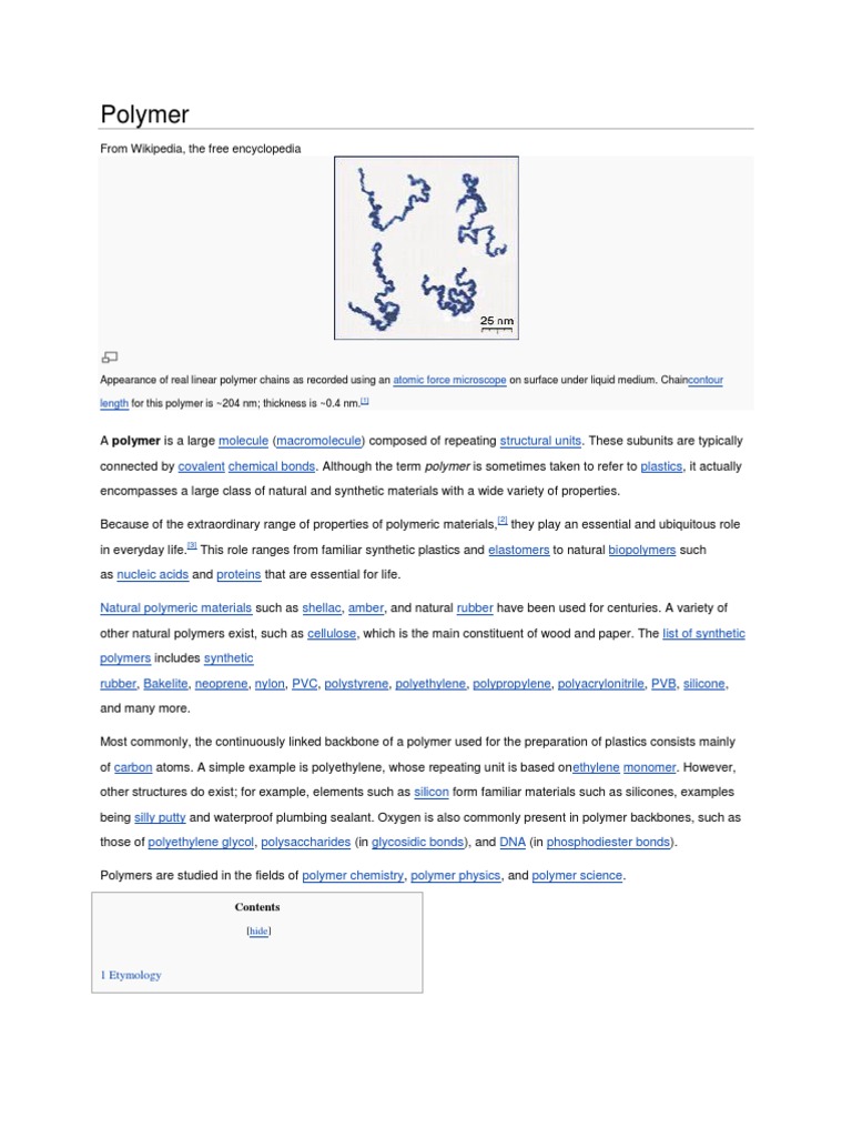 Polymer: From Wikipedia, The Free Encyclopedia | PDF | Cross Link ...