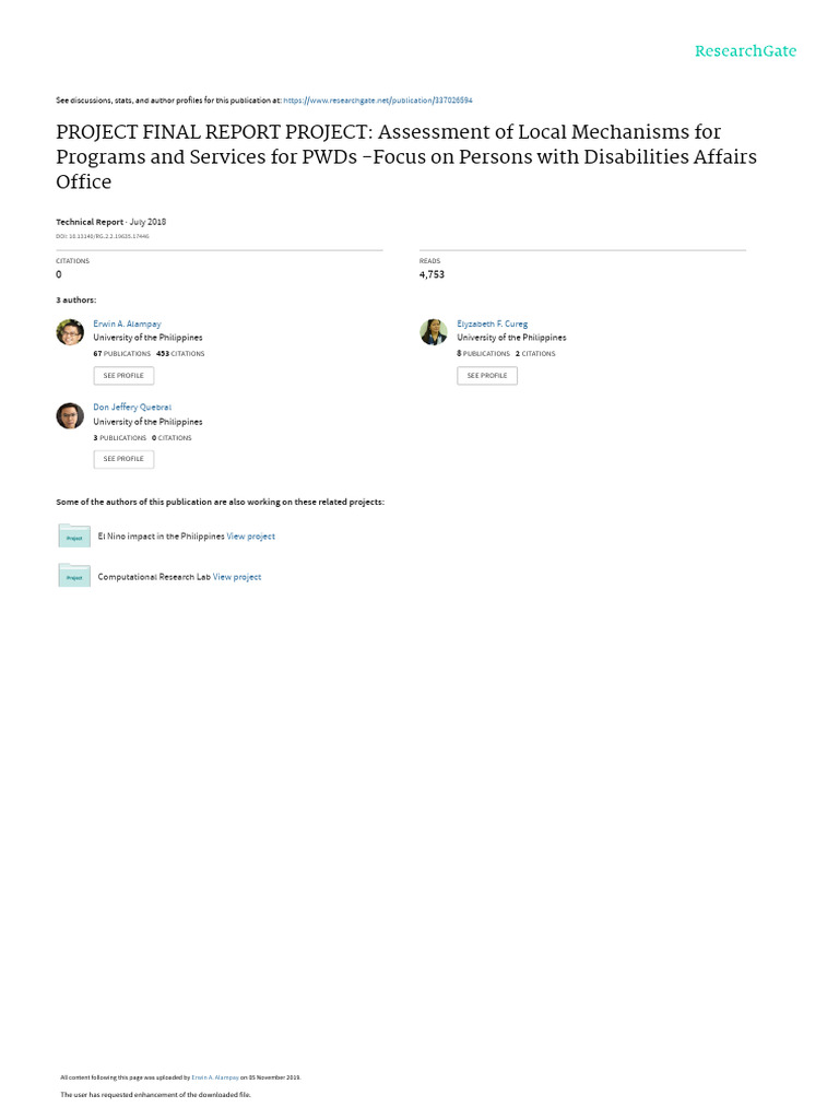 0 CLRG Pdao Project Report Only-2 | PDF | Disability | Social Exclusion