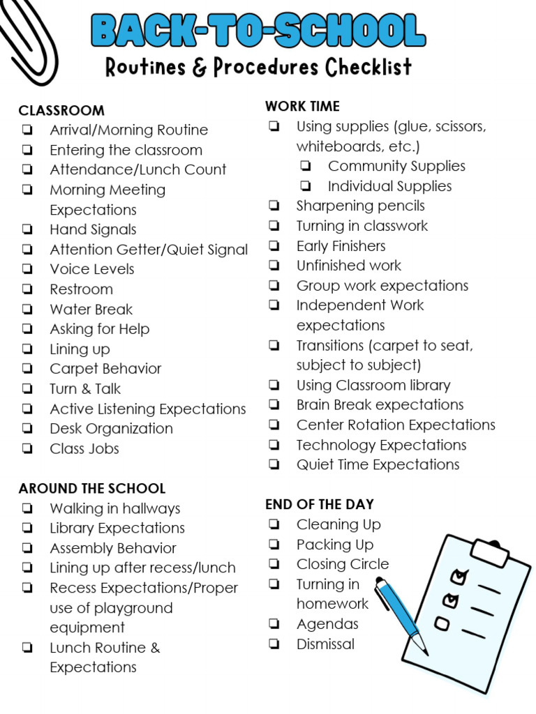 Routines & Procedures Checklist-2 | PDF
