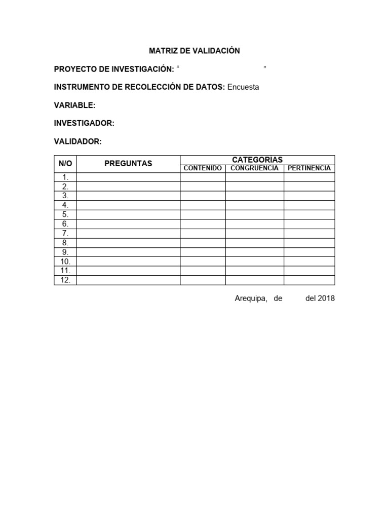 Matriz de Validación para Encuestas | PDF | Informática