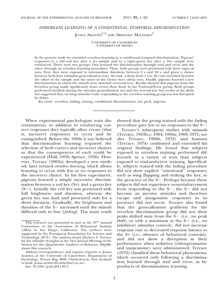 Jeab 95 01 1 | PDF | Psychology | Behavioural Sciences