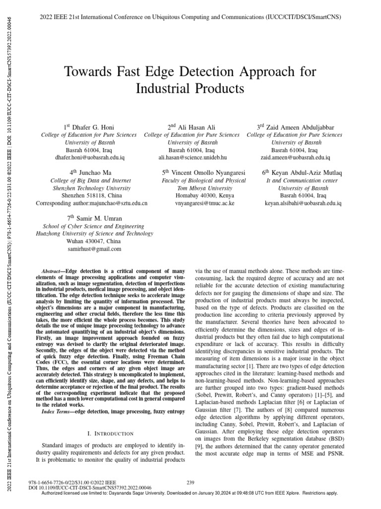 Towards Fast Edge Detection Approach For Industrial Products Pdf Image Segmentation
