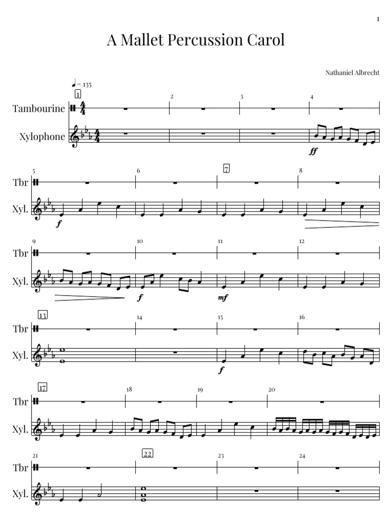 flat-for-education-A Mallet Percussion Carol - Tambourine - Xylophone | PDF | Musical ...