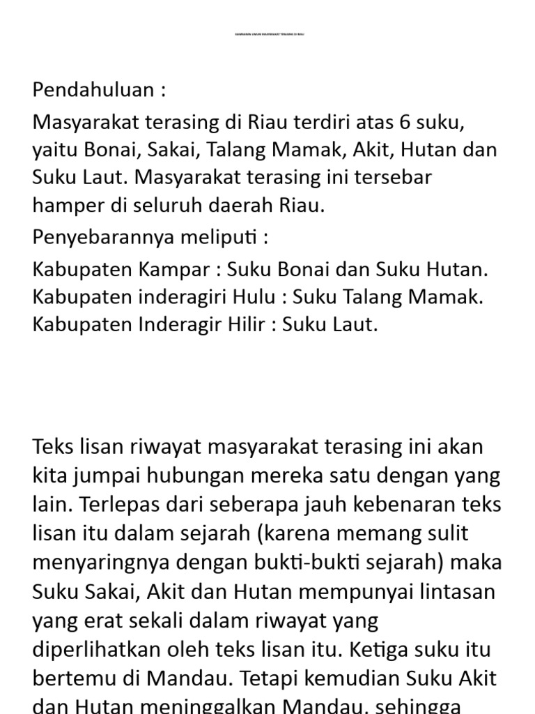 Suku Terasing Diriau 22 | PDF | Perjalanan | Sejarah