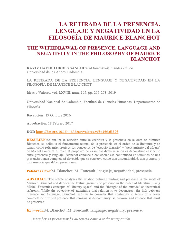 Blanchot y Las Sirenas | PDF | Michel Foucault | Pensamiento