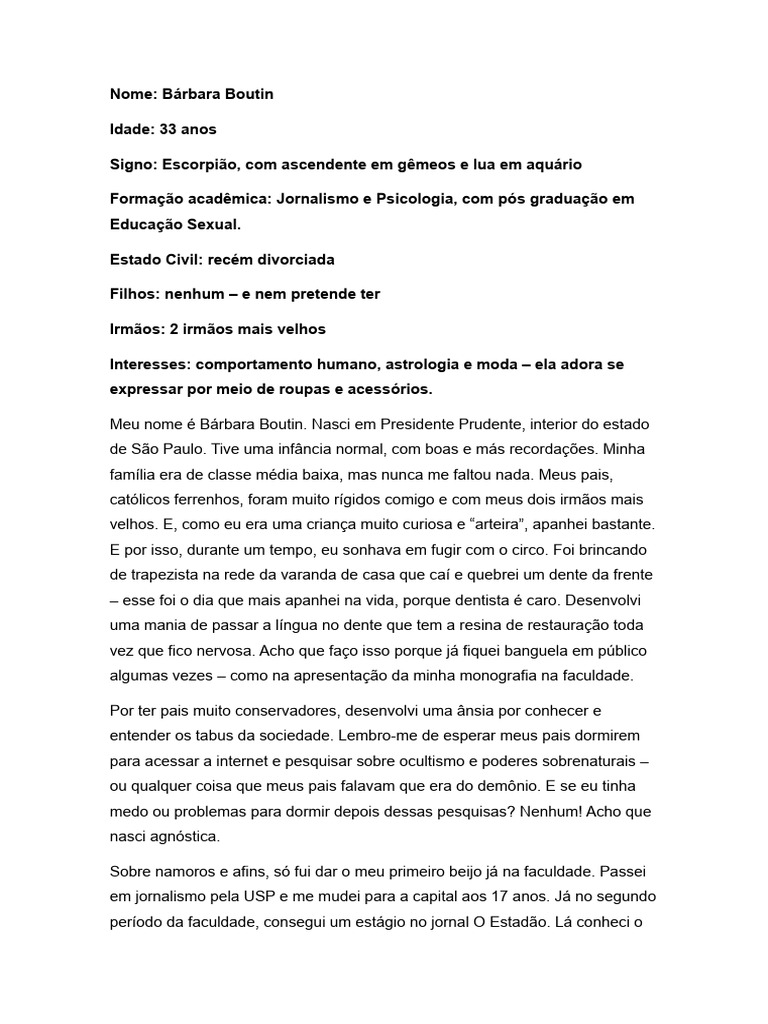 Personagem - Barbara Boutin | PDF