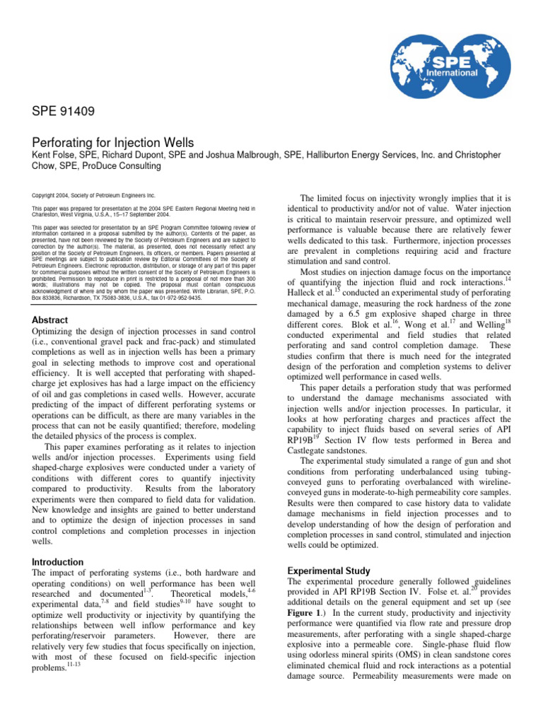 Perforating of INjection Wells | PDF | Petroleum Reservoir ...