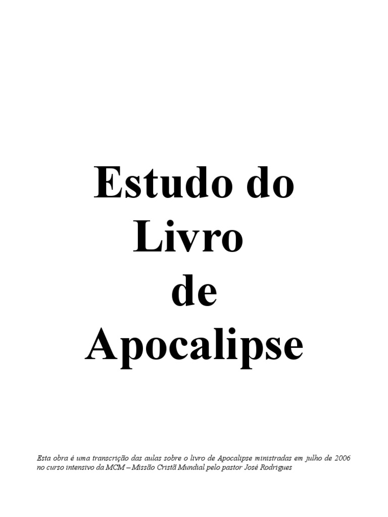 Estudo do Livro de Apocalipse | PDF | Livro do Apocalipse | Anticristo