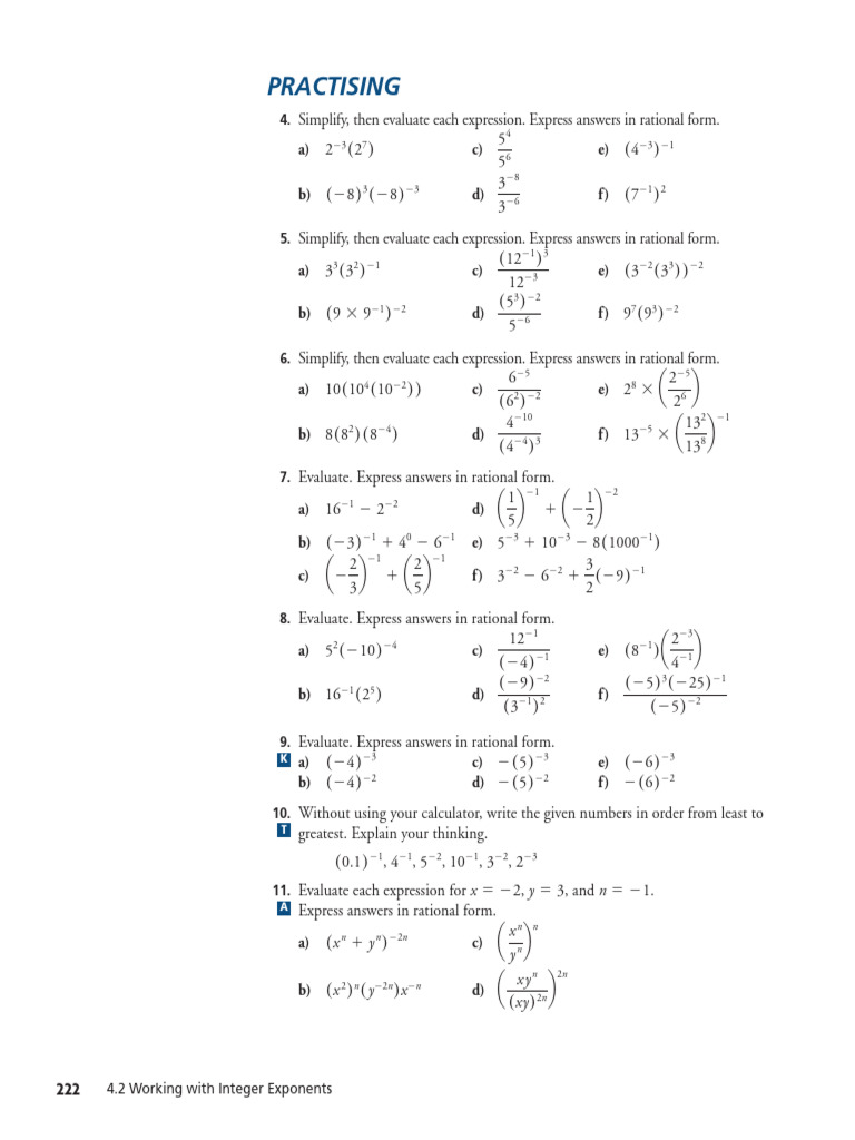 Integer Exponents Practice | PDF | Exponentiation | Mathematics