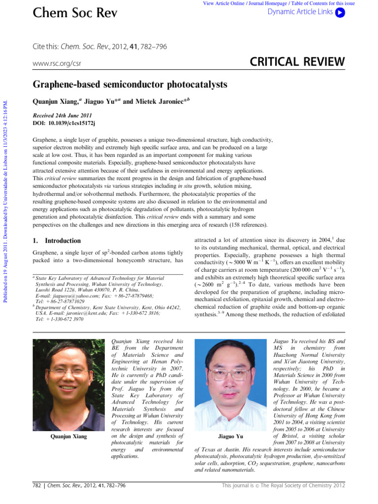 Xiang Graphene Heterojunction Melhora Photocat | PDF | Graphene ...
