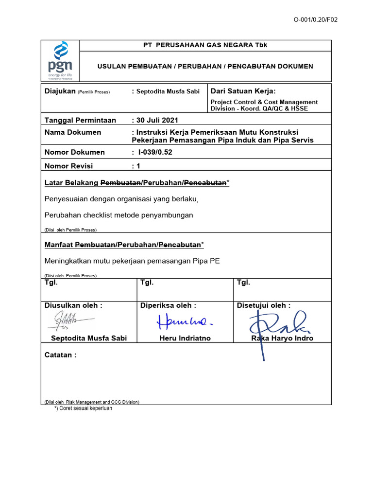 039 IK Penyambungan Pipa Induk Dan Pipa Servis.v1 | PDF