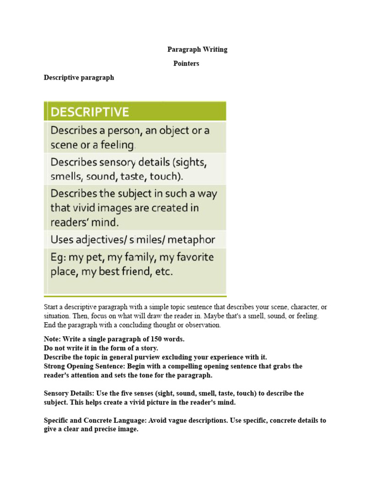 Paragraph Writing Pointers | PDF | Cognitive Science