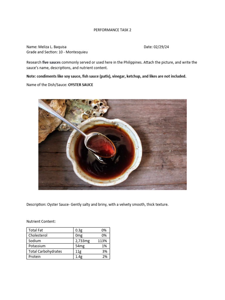 Q3-G10-SAUCES | PDF | Sauce | Food Ingredients