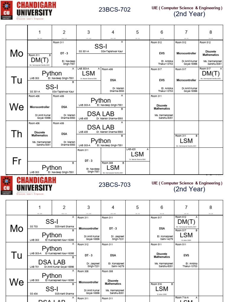 2nd Year Computer Science Schedule | PDF | Computer Science | Computing