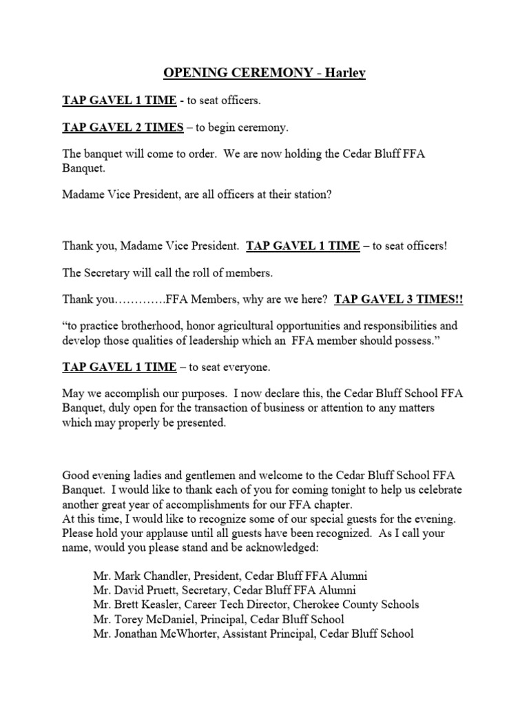 FFA Banquet Script | PDF