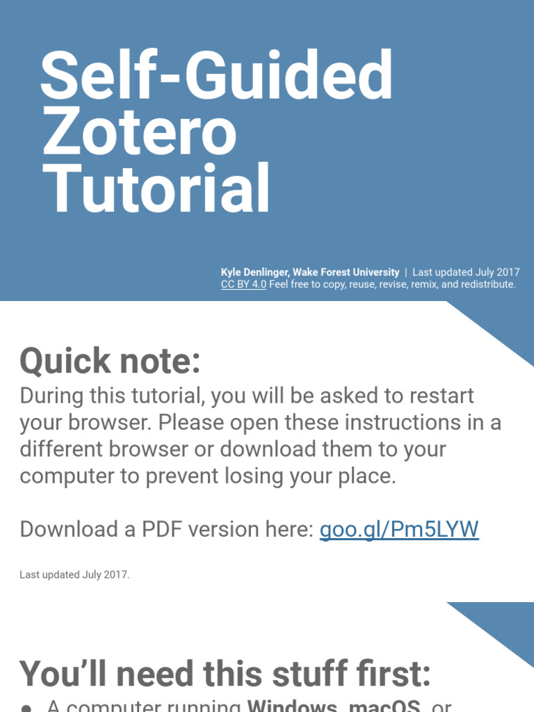 Self-Guided Zotero Tutorial - Public | PDF | Microsoft Word | Citation