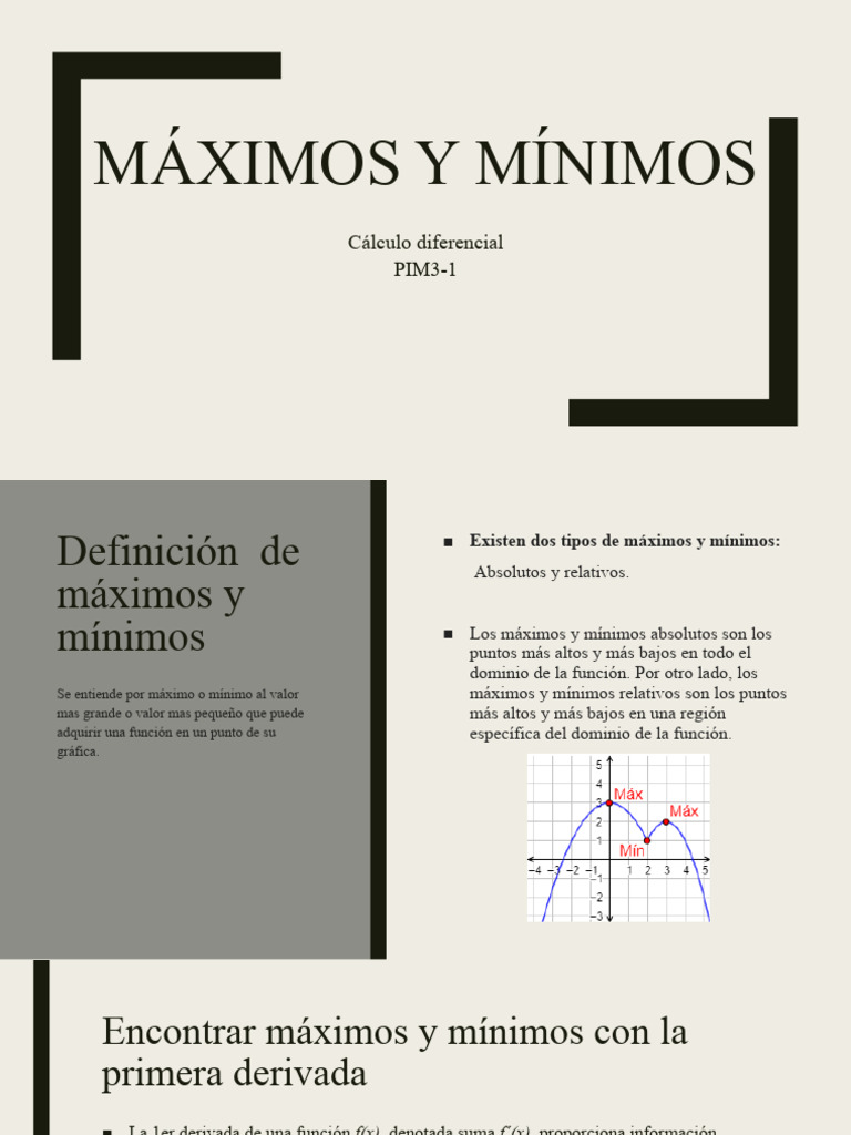 Máximos y Mínimos en Cálculo Diferencial | PDF