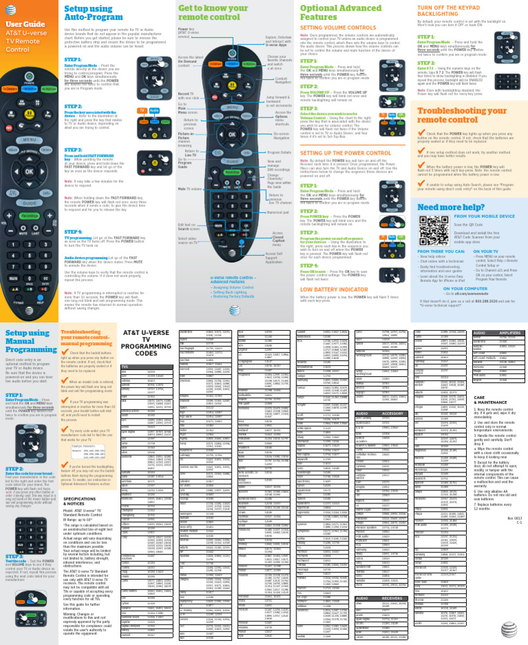 How to Set Volume Controls on U-verse Remote | PDF | Television | Set ...